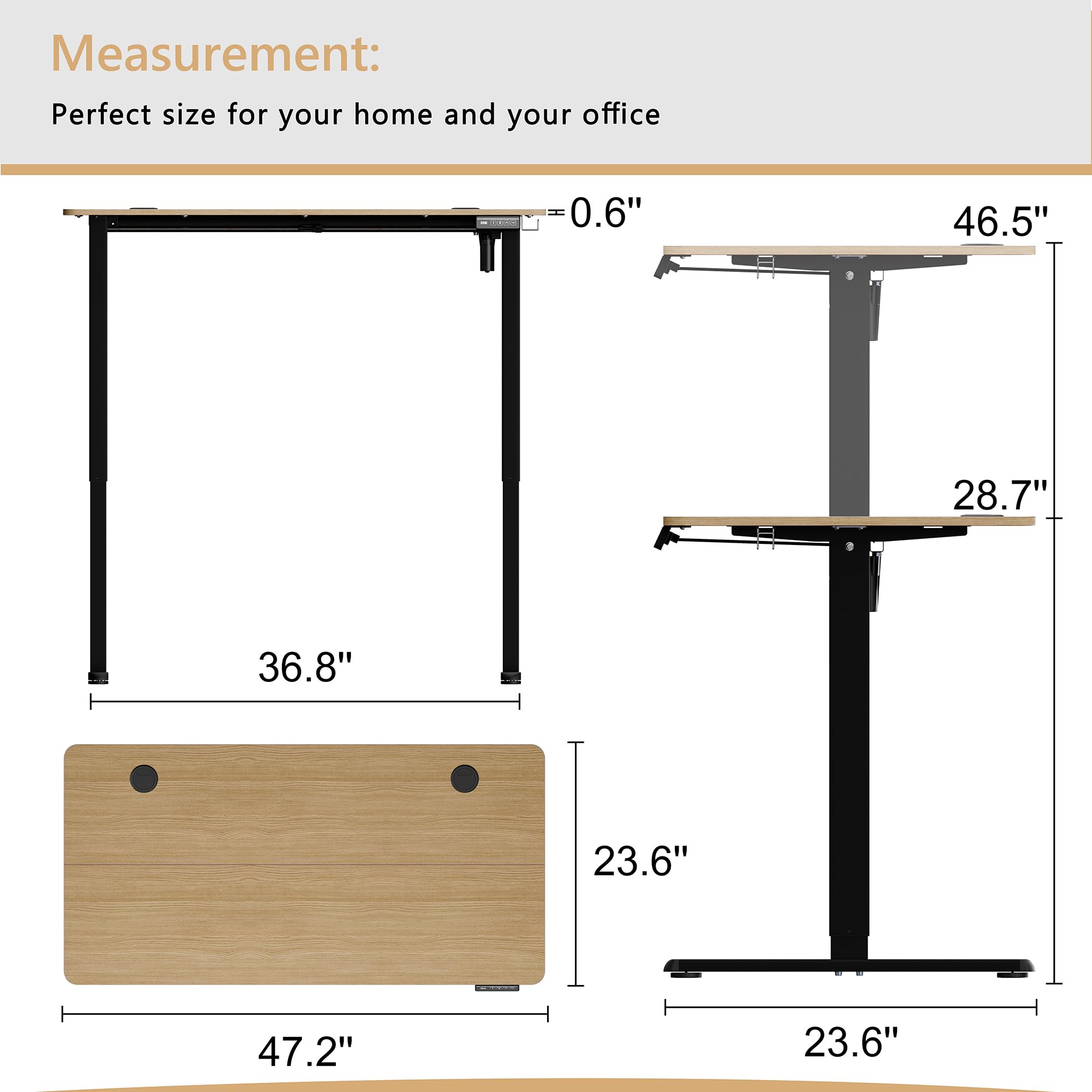 Meilocar Height Adjustable Electric Standing Desk, Sit Stand Computer Desk with Memory Controller, Home Office Desk Computer Workstation 48" x 24" Tabletop (White Top + White Frame)