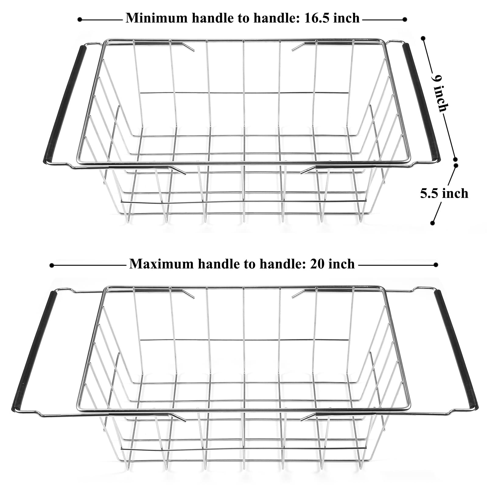 Orgneas Chest Freezer Organizer Bin Expandable Deep Freezer Wire Basket Storage Bin, Stainless Steel Over The Sink Dish Drying Rack for Kitchen