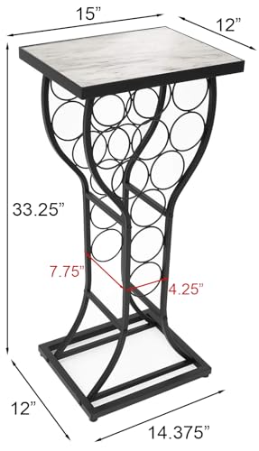 Sorbus Wine Rack Console for Home Bar - Mini Wine Stand with Faux White Marble Table Top - Durable Metal Freestanding Wine Storage Cabinet Shelf - Wine Racks Free Standing Floor Holds 11 Wine Bottles