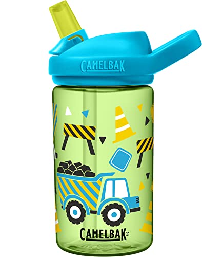 CamelBak Eddy+ 14 oz Kids Water Bottle with Tritan Renew – Straw Top, Leak-Proof When Closed, Building Rocks