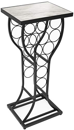 Sorbus Wine Rack Console for Home Bar - Mini Wine Stand with Faux White Marble Table Top - Durable Metal Freestanding Wine Storage Cabinet Shelf - Wine Racks Free Standing Floor Holds 11 Wine Bottles