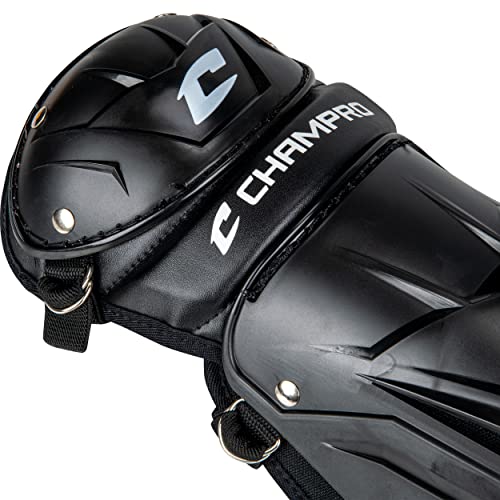 CHAMPRO Optimus MVP Single Knee Baseball Catcher’s Leg Guards, 14.5" Shin Length, CG105B, Black