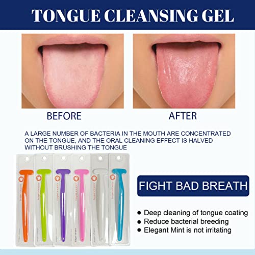 6 Pack Tongue Scraper, Plastic Tongue Cleaner Brush for Adults Tongue Scrubber for Better Breath Dental Oral Care Supplies (6 Pcs Tongue Scraper)