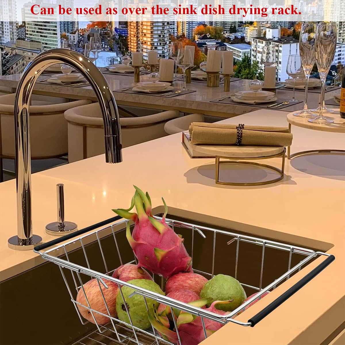 Orgneas Chest Freezer Organizer Bin Expandable Deep Freezer Wire Basket Storage Bin, Stainless Steel Over The Sink Dish Drying Rack for Kitchen