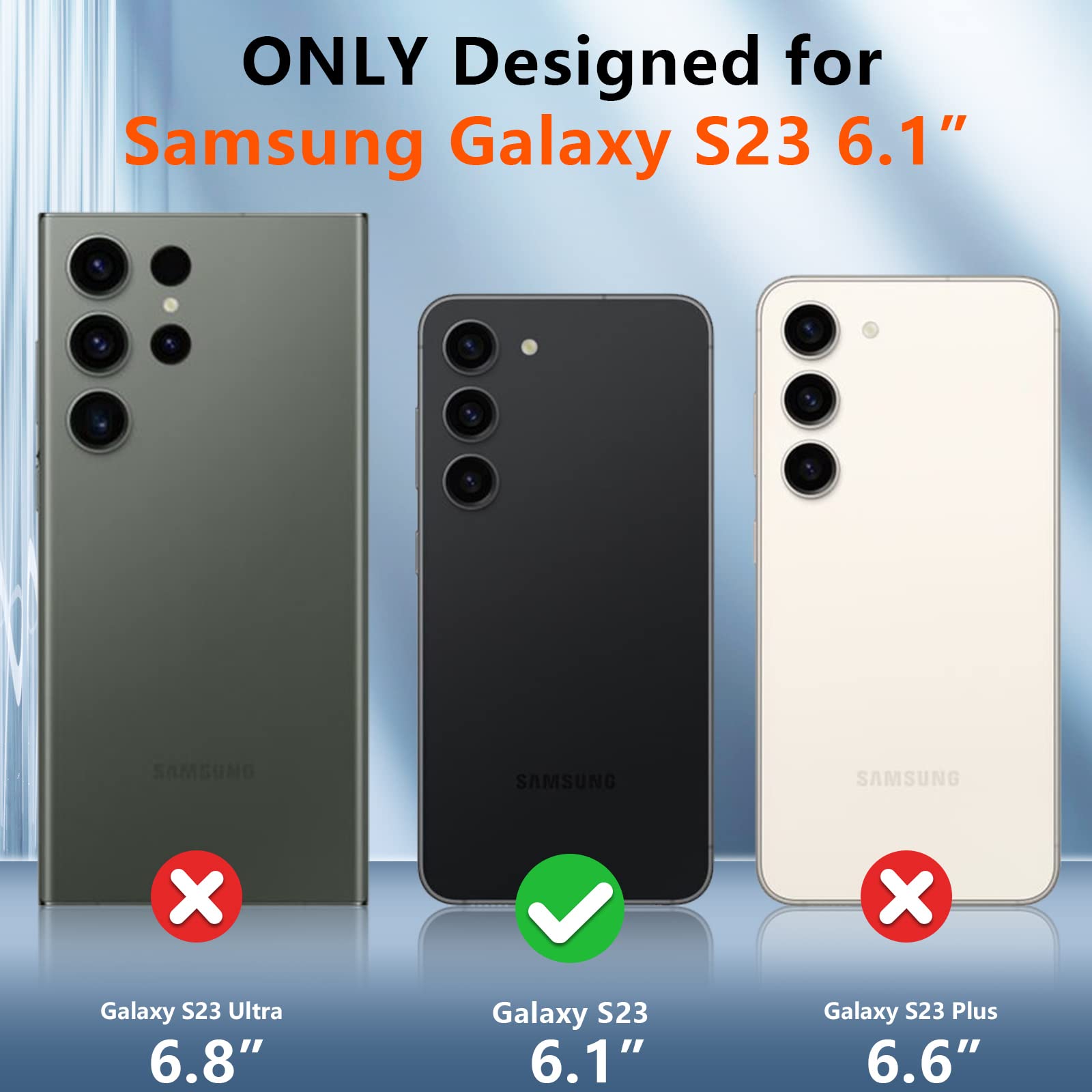 SPIDERCASE Designed for Samsung Galaxy S23 Case, [10 FT Military Grade Drop Protection], 2 Pack [Tempered Glass Screen Protector+Camera Lens Protector] Heavy Duty Shockproof Case, Black