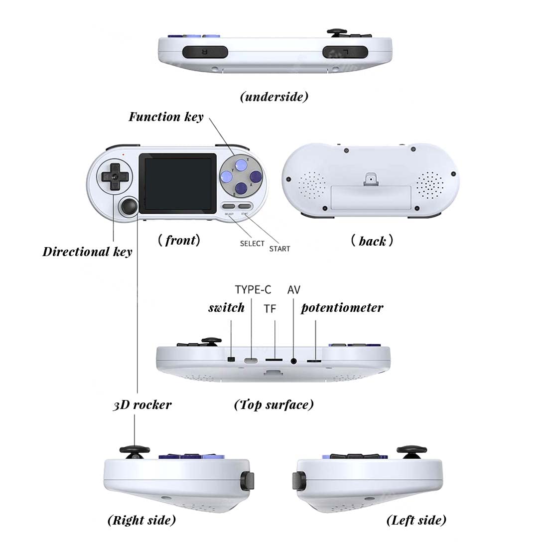 Data Frog SF2000 Handheld Game Console Built-in 6,000 Games, 3-Inch IPS Screen Retro Arcade Portable Nostalgic Gaming Machines for Kids Adults