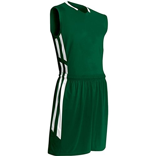 CHAMPRO womens Men's Dri Gear Muscle Polyester Basketball Short, Forest Green, White, Large US