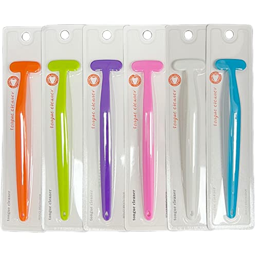 6 Pack Tongue Scraper, Plastic Tongue Cleaner Brush for Adults Tongue Scrubber for Better Breath Dental Oral Care Supplies (6 Pcs Tongue Scraper)