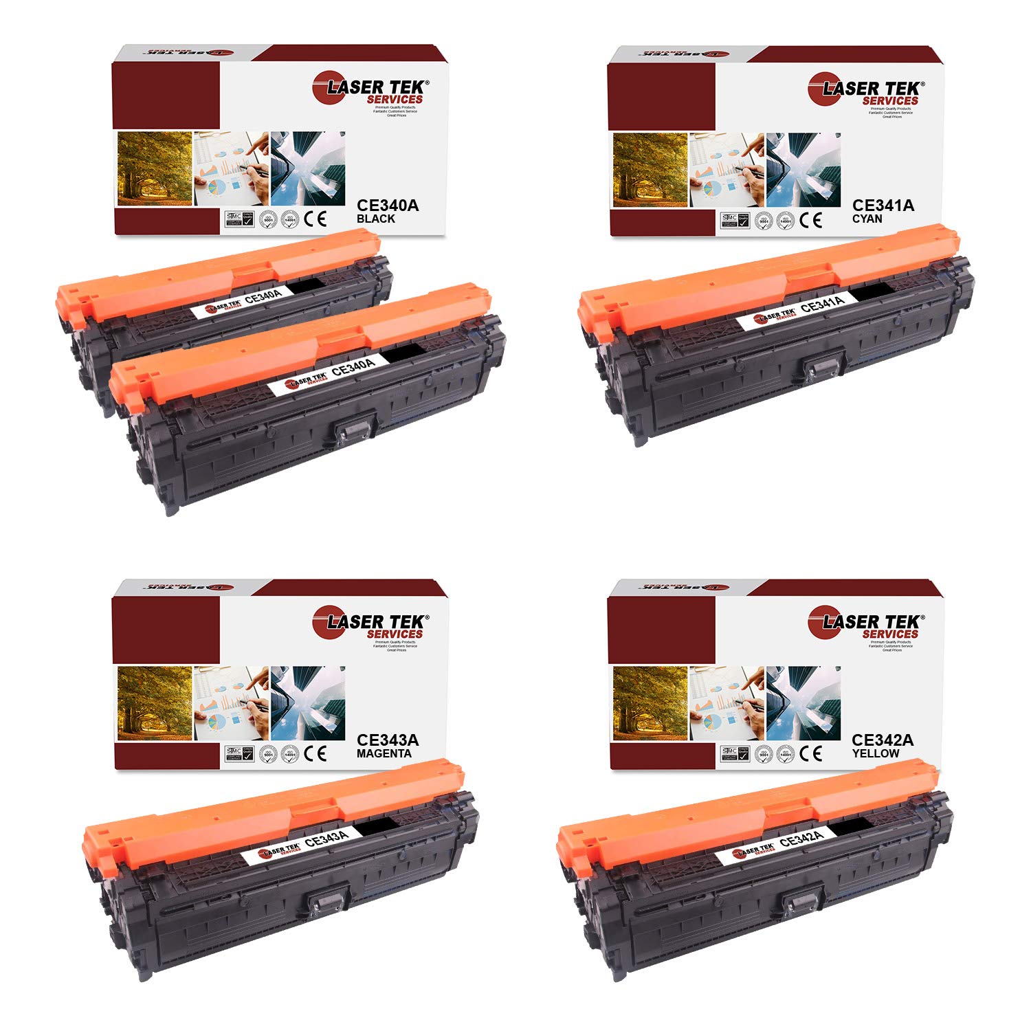 Laser Tek Services Compatible Toner Cartridge Replacement for HP 651A CE340A CE341A CE342A CE343A Works with HP Laserjet Enterprise 700 Color MFP M775dn M775 f Printers (Black, Cyan, Magenta, Yellow,