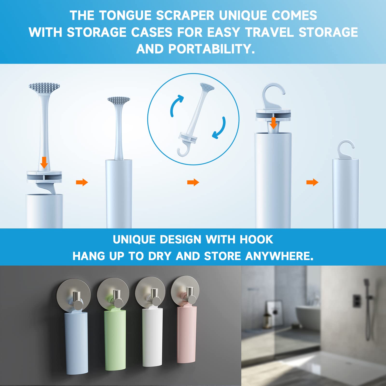 ๐ ๐๐๐๐ ๐๐จ๐ง๐ ๐ฎ๐ ๐๐๐ซ๐๐ฉ๐๐ซ ๐๐ฅ๐๐๐ง๐๐ซ, Tongue Brush Scrapers with Travel Handy Case for Adults, Kids, Children, Healthy Oral Care, Easy to Use, Solft Help Fight Bad Breath