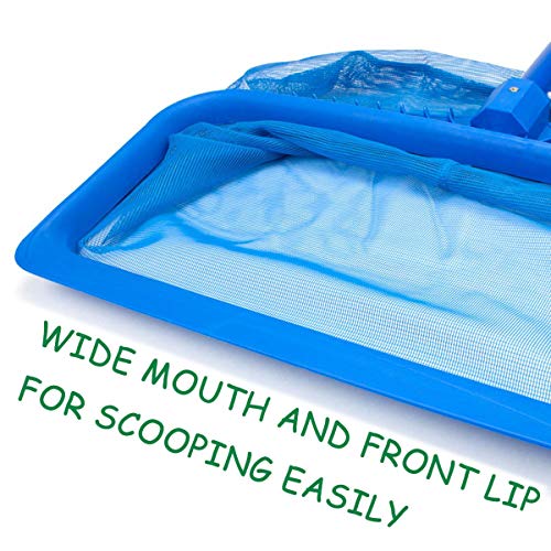 AnSun Upgraded Pool Skimmer Net, Heavy Duty Leaf Rake for Cleaning Swimming Pool & Pond, Fine Mesh Deep Bag Catcher with Strong Plastic Frame