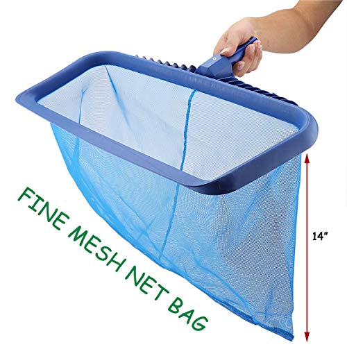 AnSun Upgraded Pool Skimmer Net, Heavy Duty Leaf Rake for Cleaning Swimming Pool & Pond, Fine Mesh Deep Bag Catcher with Strong Plastic Frame