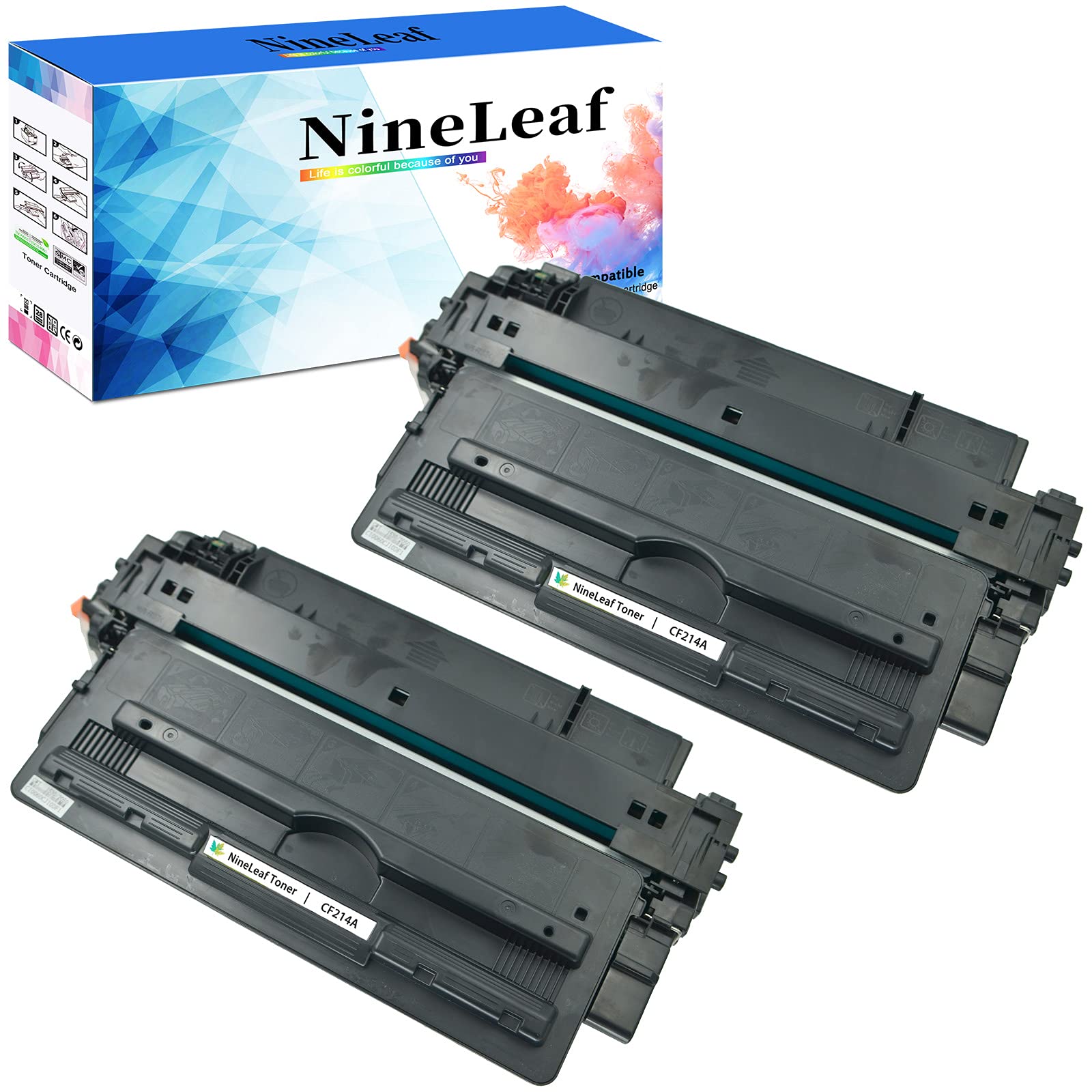 NineLeaf High Yield Compatible for HP 14A CF214A Toner Cartridge use in Laser Jet Enterprise 700 M712 M725 Printer (2 Pack Black)