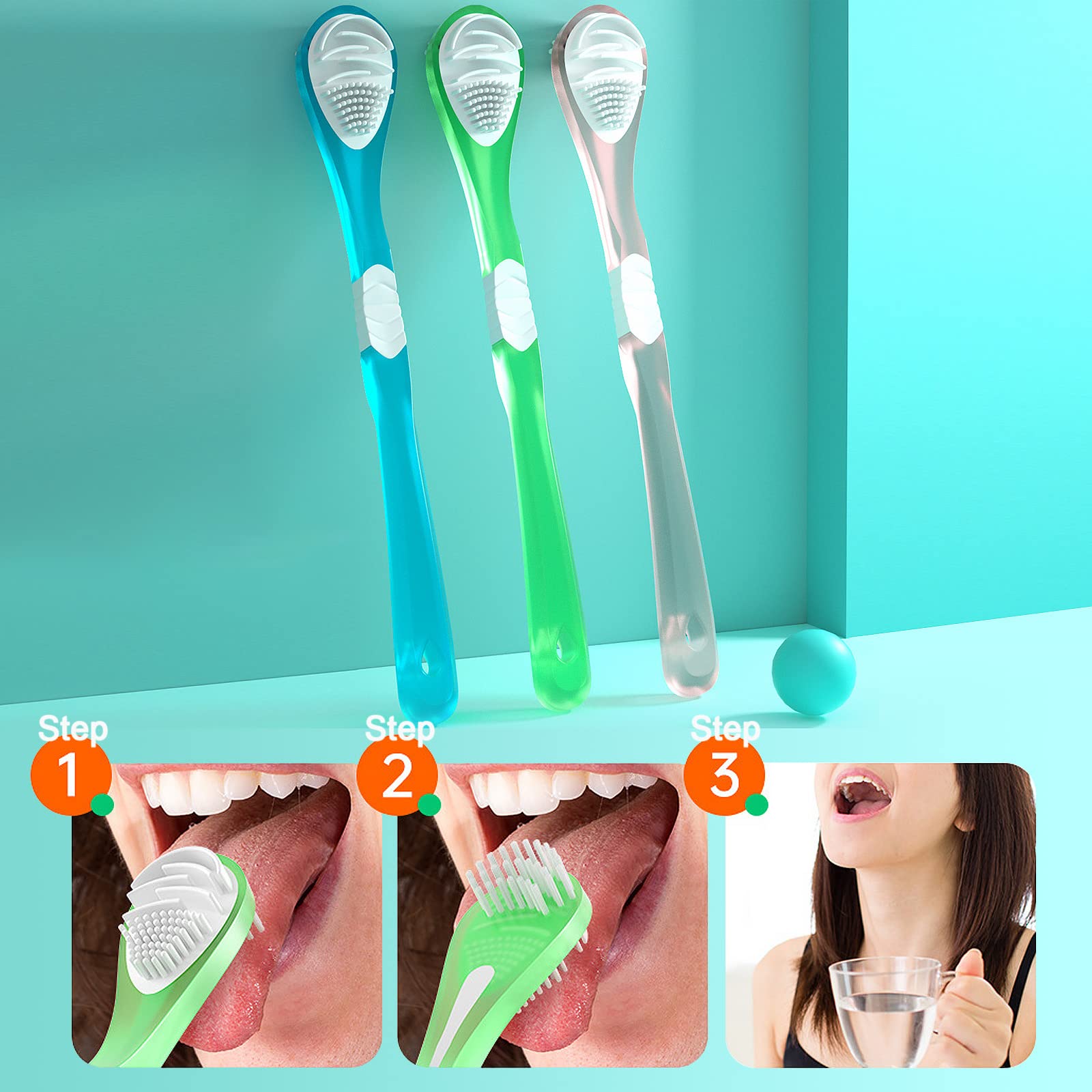 4Pack Tongue Scraper Tongue Cleaner Double-Side Silicone Tongue Brush for Adults Kids Oral Care Reduce Bad Breath