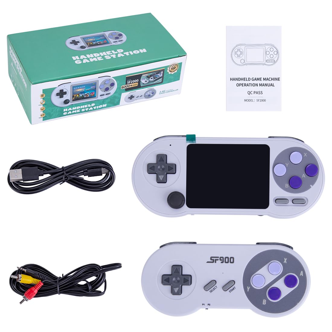 Data Frog SF2000 Handheld Game Console Built-in 6,000 Games, 3-Inch IPS Screen Retro Arcade Portable Nostalgic Gaming Machines for Kids Adults