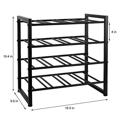 Wine Rack Freestanding 16 Bottle 4 Tier Display Storage Wine Rack for Countertop Cabinet Wine Holder Wine Shelf for Kitchen, Bar, Pantry, Wine Cellar, Basement (Metal)