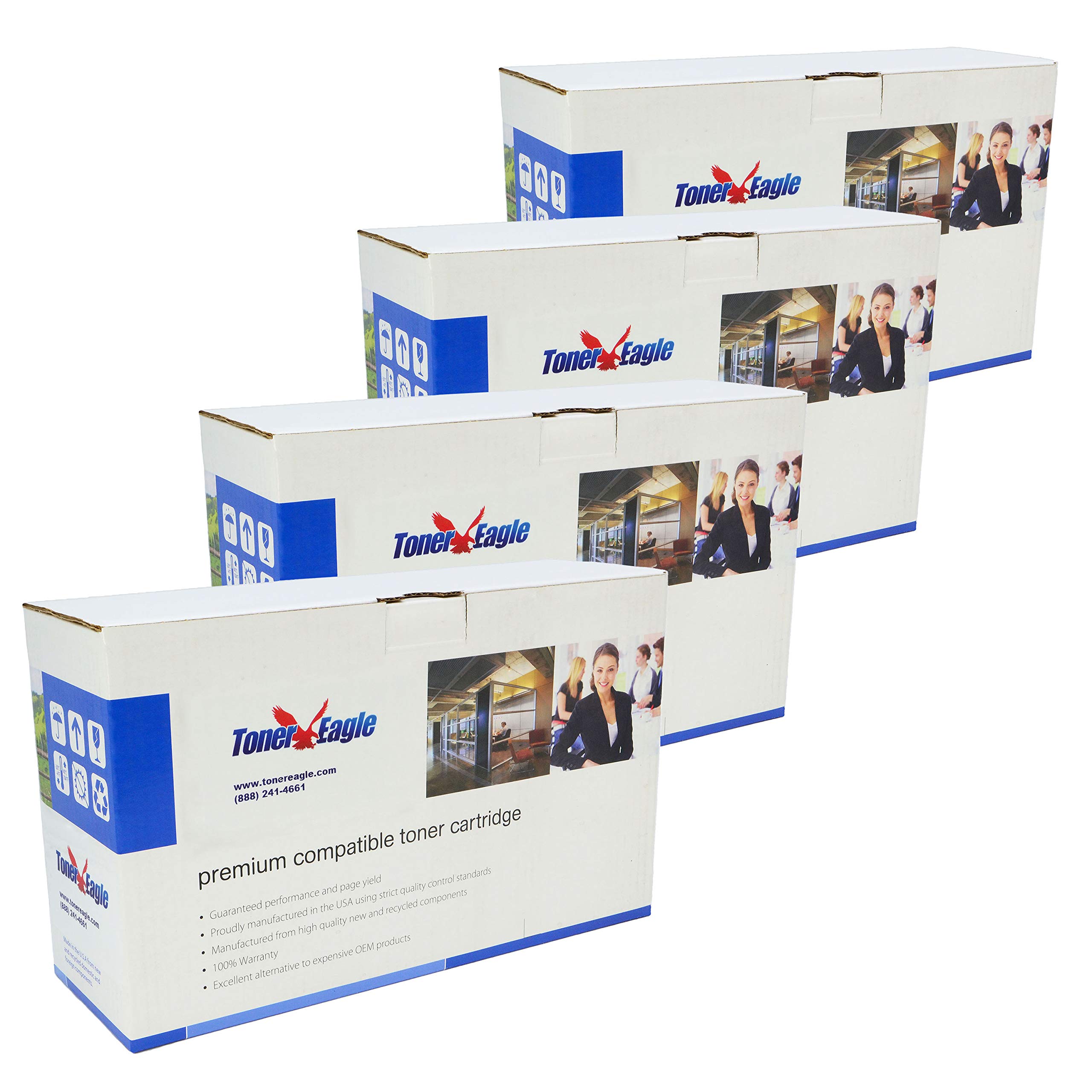 Toner Eagle Re-Manufactured 4-Color Toner Cartridges Compatible with HP Laserjet Enterprise 700 Color MFP M775dn M775f M775z M775zr CE340A CE341A CE342A and CE343A.