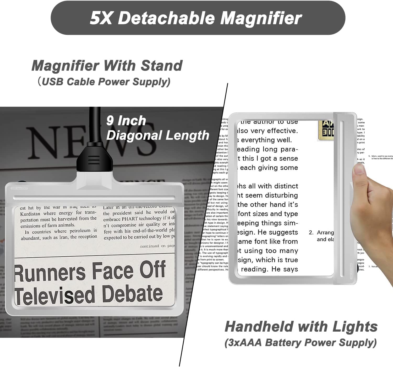 4X Magnifying Glass with Light and Stand, 36 LED Flexible Gooseneck Magnifying Desk Lamp, Ajustable Brightness Large Page Magnifier for Reading, Sewing, Crafts, Painting, DIY & Close Work Silver