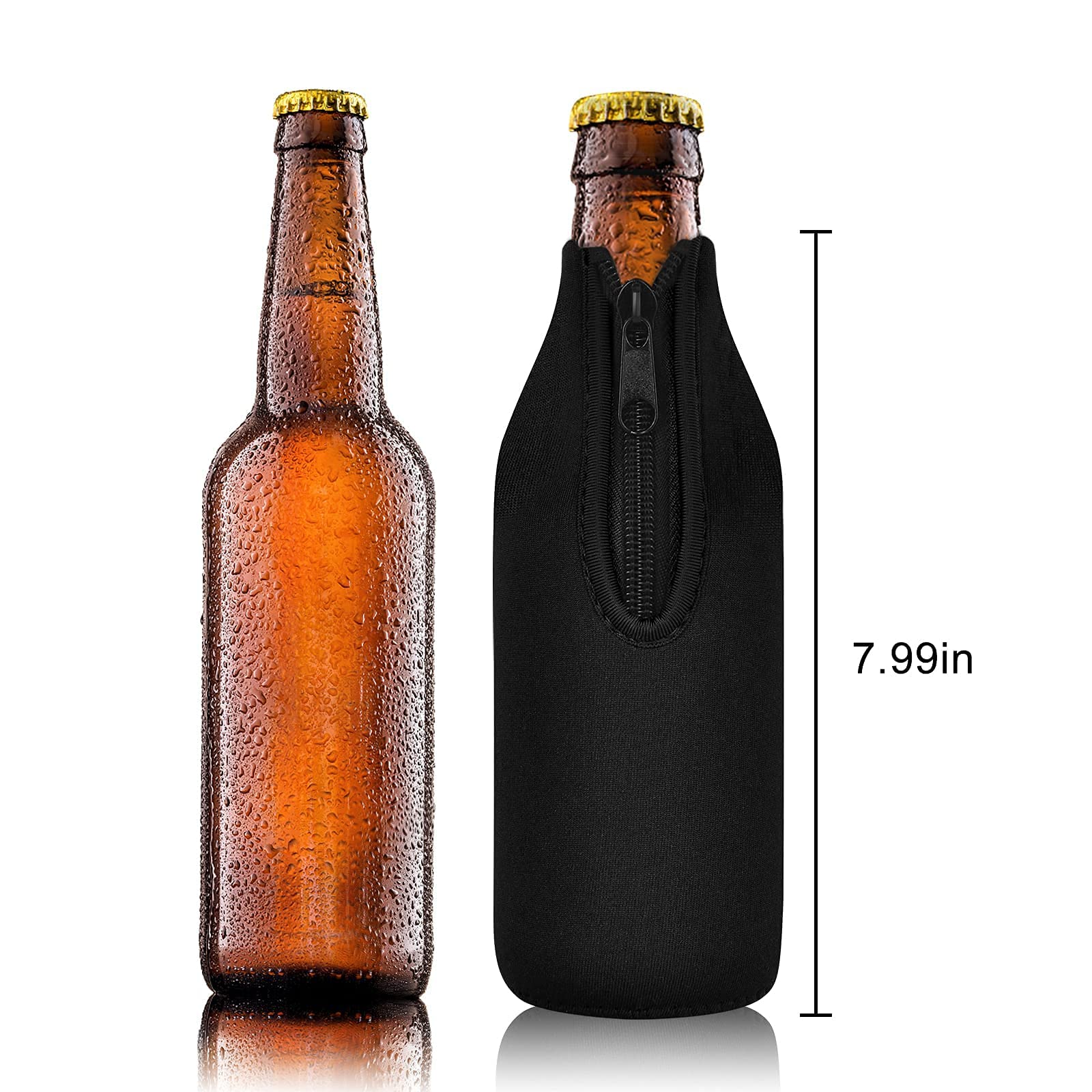 12 Pack Beer Bottle Cooler Sleeves Keep Drink Cold Zip-up Extra Thick Neoprene Insulated Sleeve Cover with Bottle Opener(12 Pack, Multi)