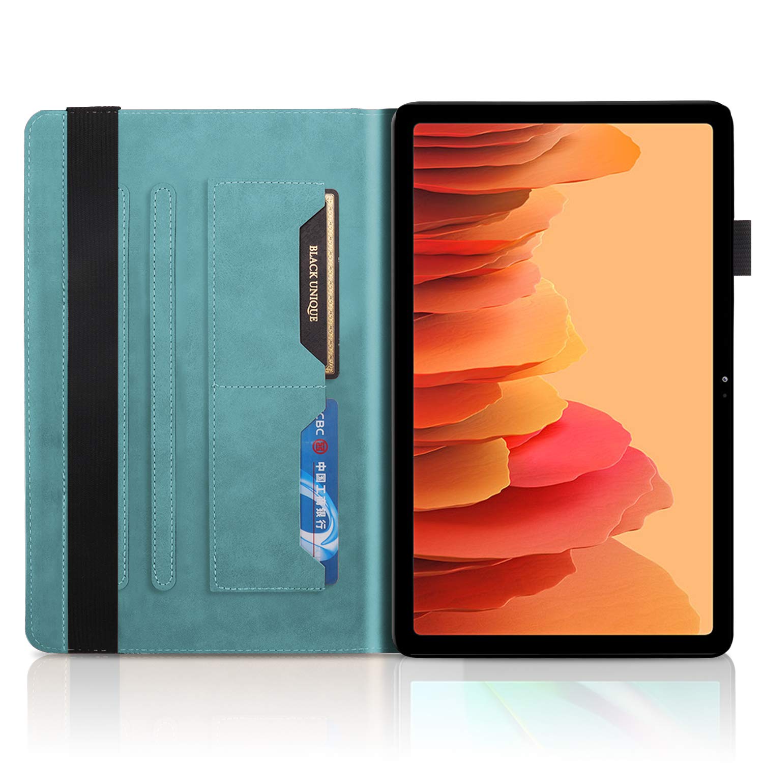 Case for Samsung Galaxy Tab S8 2022/S7 2020 11 Inch Case PU Leather Folio Stand Cover Shell with Pencil Holder Multi-Angle Viewing for SM-T870/T875/X700/X706 Tablet - Turquoise