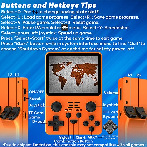 RGB20S Handheld Game Console 3.5 inch Retro Games Consoles Classic Emulator Hand-held Gaming Console Hand Held Video Games System Yellow