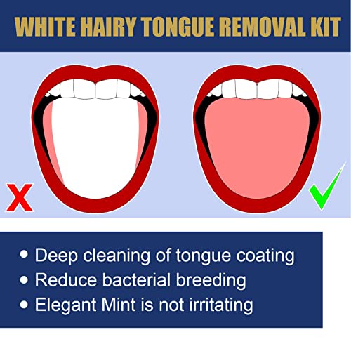 Tongue Cleansing Gel, 50g Ergo Handle 2 Pcs Oral Refreshing Tongue Scrubber Brush Adult Plaque Removal Kit for Bad Breath