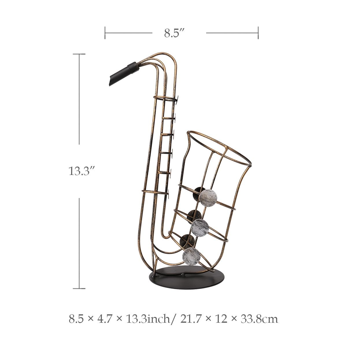 Tooarts Saxophone Free StandingTabletop Wine Racks, Creative Metal Wine Bottle Holder, Collectible Figurines Wine Shelf Gifts for Wine Lovers, Home Interior Kitchen Bar Decorations