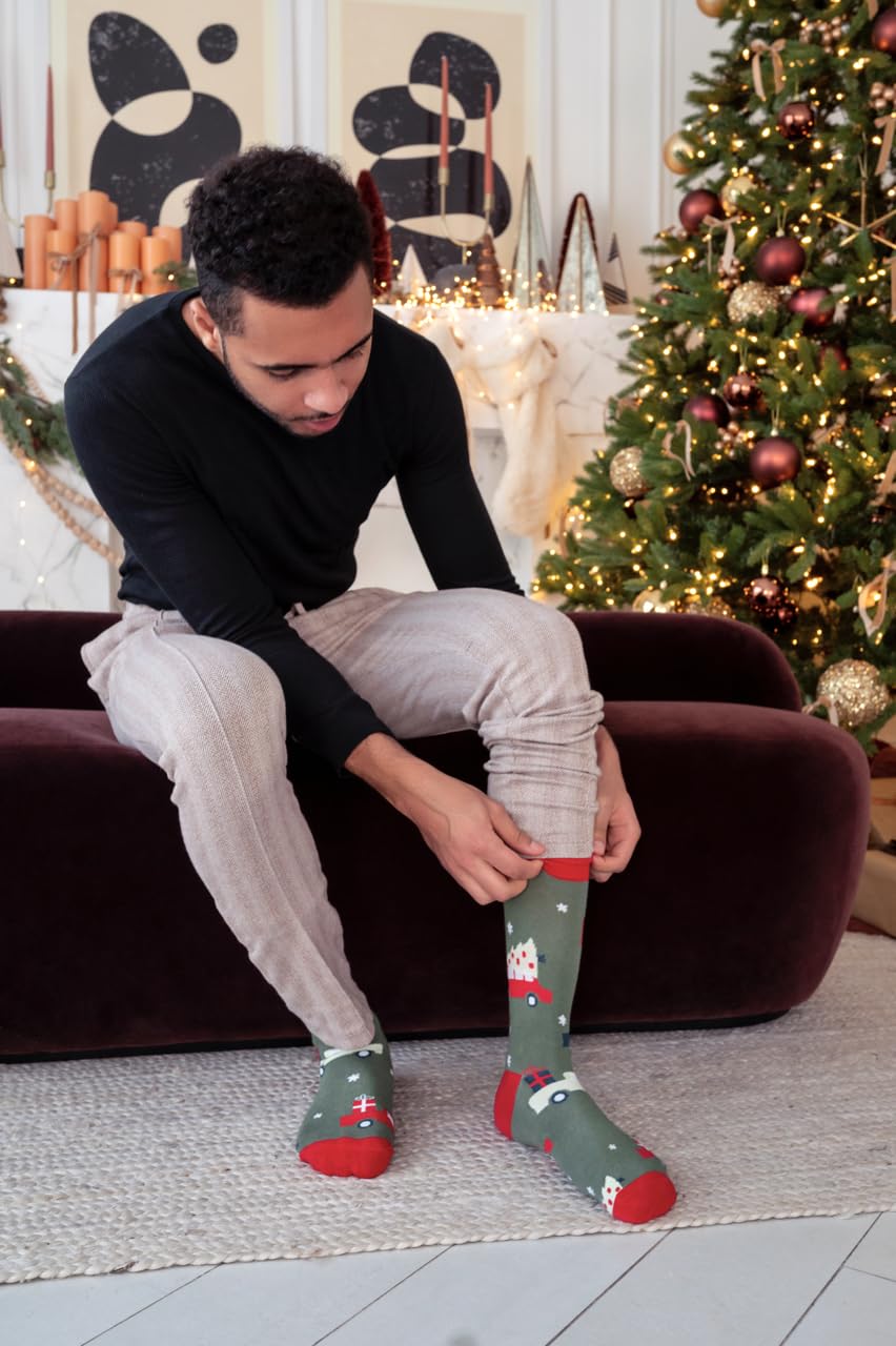 Gertex Mens Premium Christmas Holiday Sock Advent Calendar | 12 Days of Socks | Sock Size 10-13 | Includes 12 Crew Socks