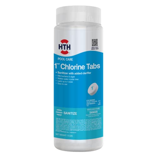 HTH Pool Care 1" Chlorine Tabs, Swimming Pool Chlorinating Sanitizer, Kills Algae and Bacteria, 1.5 lbs. & HYDROTOOLS by SWIMLINE Mini Chemical Dispenser