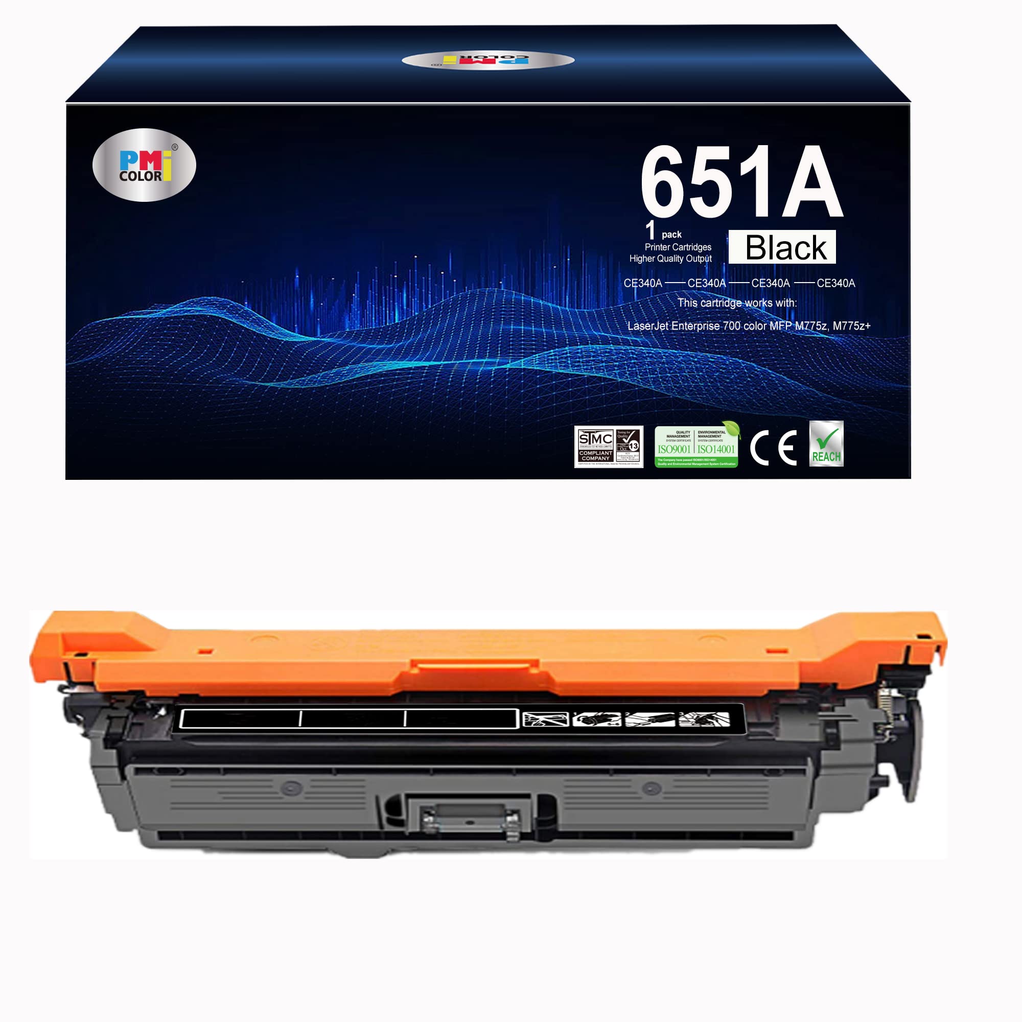651A Black Toner Cartridges Replacement for HP 651A CE340A for Laserjet Enterprise 700 Color MFP M775 Series MFP M775z, M775z+ (1-Pack, 13,500 Pages)