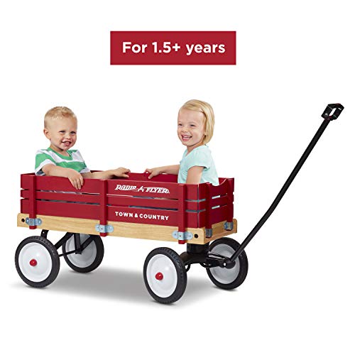 Radio Flyer Town and Country Wagon, Wooden Red Wagon