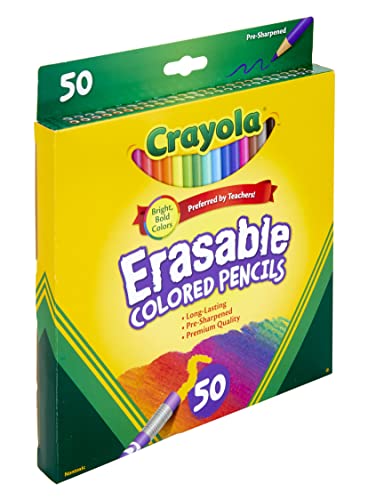 Crayola Erasable Colored Pencils, Back to School Supplies, Adult Coloring, 50 Count [Amazon Exclusive]