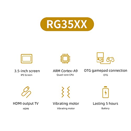 RG35XX Handheld Game Console Linux Garlic OS, HDMI and TV Output 3.5 Inch IPS Screen 64G TF Card 6800+ Classic Games 2600mAh Battery (RG35XX-Transparent White latest)