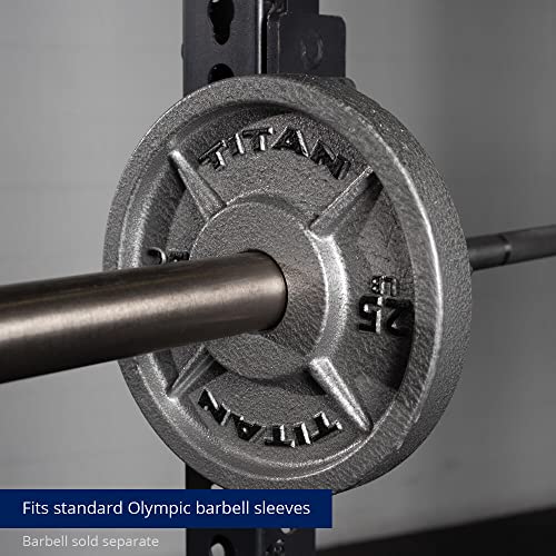 Titan Fitness 25 LB Cast Iron Olympic Plates, Sold In Pairs, Classic Weight Plate Design, Silver Hammer Finish