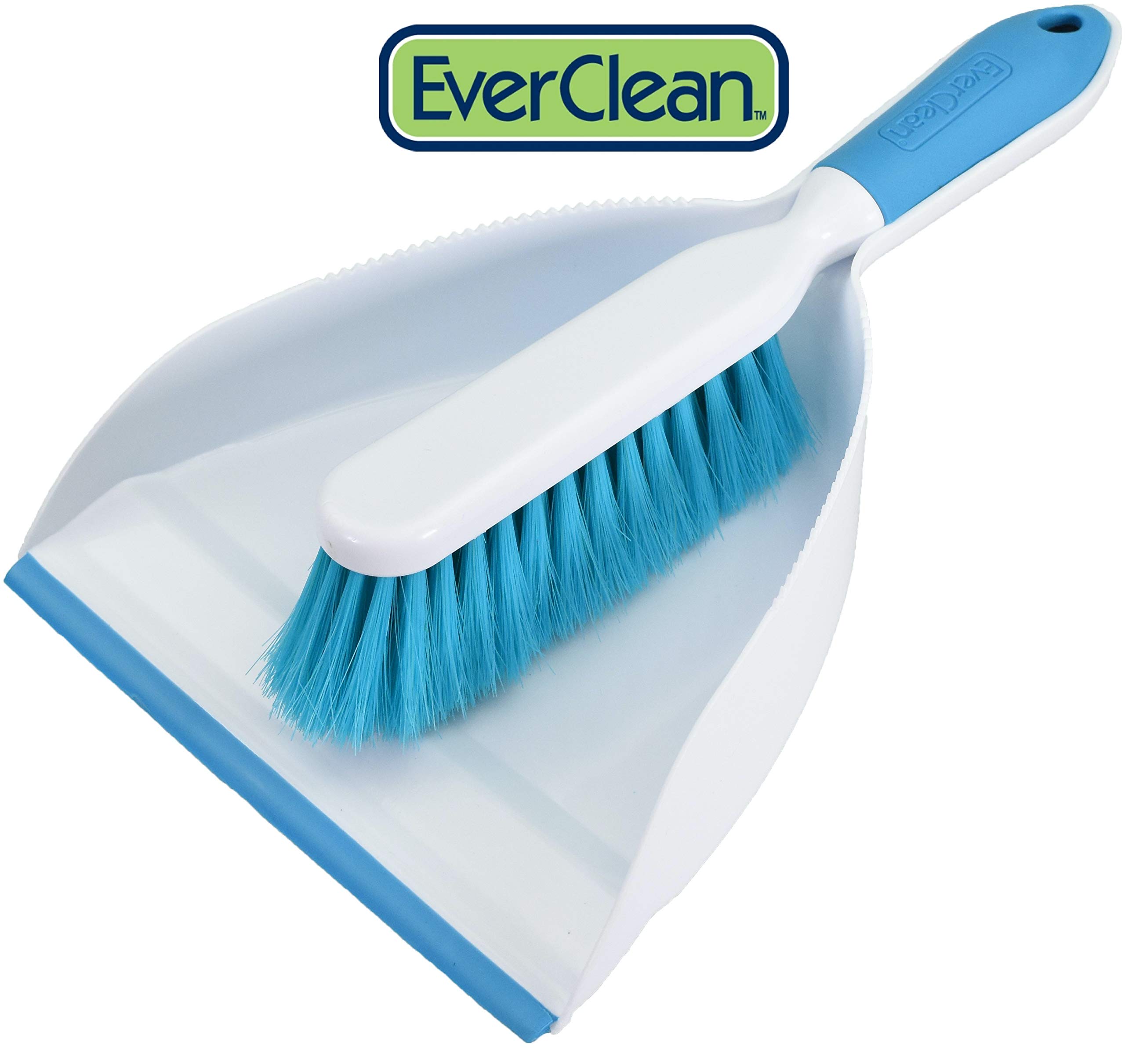 EVERCLEAN Dustpan & Brush Set - Professional Grade Ergonomic Brush Design & Soft Molded Lip for Maximum Efficiency - Aqua/White (6670)