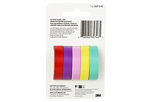 Scotch Washi Tape, Tropical Design, 5 Rolls, Great for Bullet Journaling, Scrapbooking and DIY Décor (C1017-5-P2)