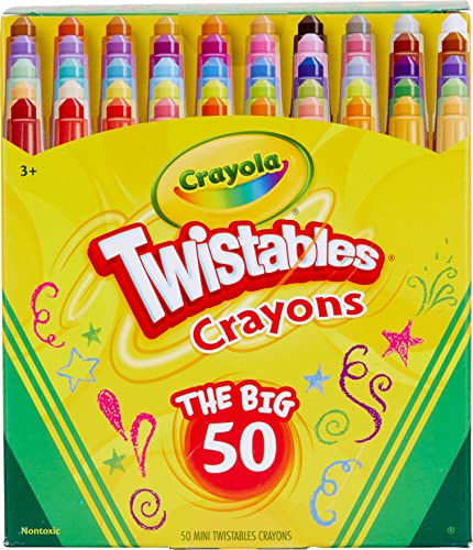 Crayola Mini Twistables Crayons Coloring Kit (50 Count), Toddler Crayons, Coloring Supplies, Gifts for Kids Ages 3+
