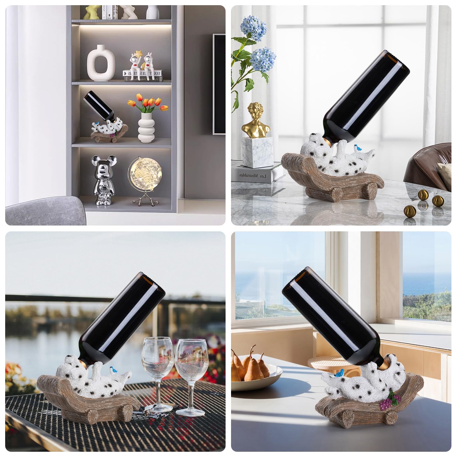HERJIATK Wine Bottle Holder Dog Wine Rack Resin Decorative Puppy Sculpture for Home, Kitchen, Restaurant, Bar, Tabletop Decoration Gifts