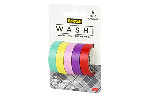 Scotch Washi Tape, Tropical Design, 5 Rolls, Great for Bullet Journaling, Scrapbooking and DIY Décor (C1017-5-P2)
