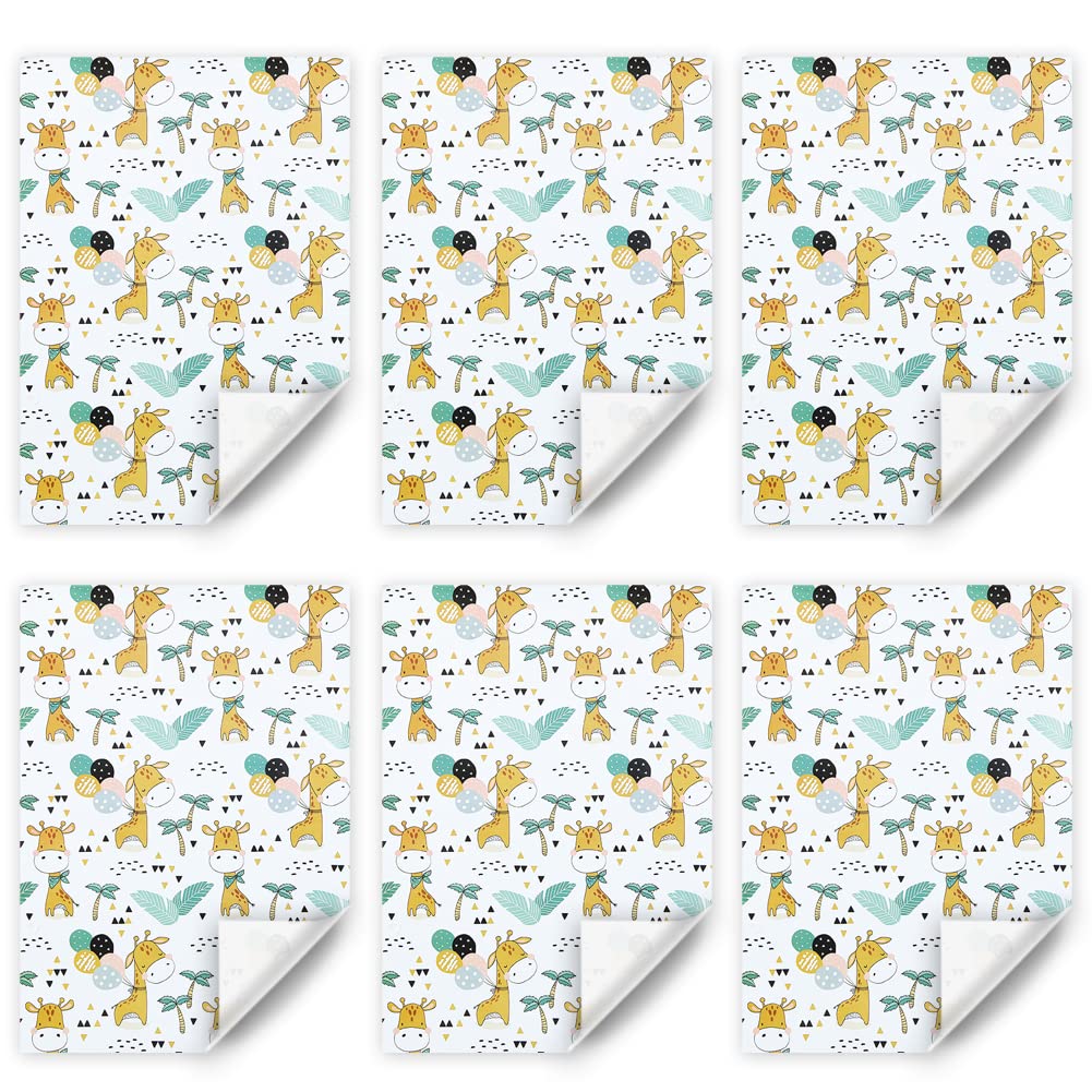 Birthday Wrapping Paper For Kids Girls Boys, Giraffe Design Gift Wrap Paper for Birthday Baby Shower, 6 Sheets Folded Flat 20x28 Inches Per Sheet