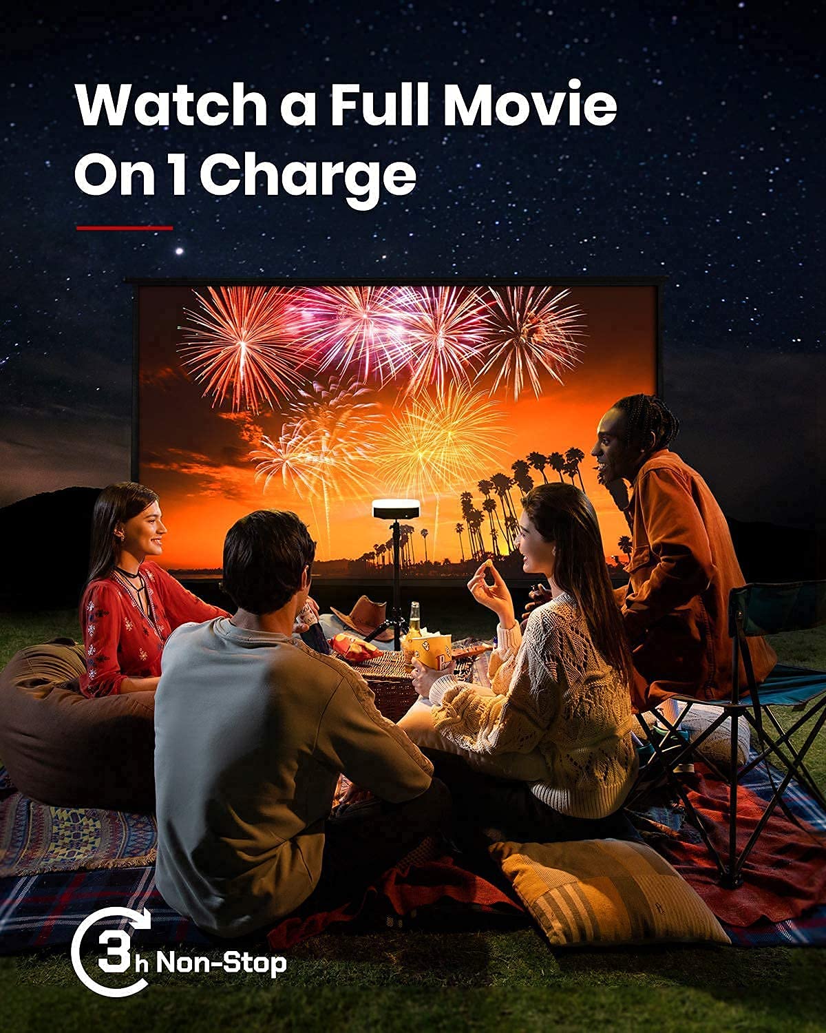 Anker Nebula Solar Portable 1080p Projector with Anker Nebula Projector Lightweight and Adjustable 3-ft Floor Stand