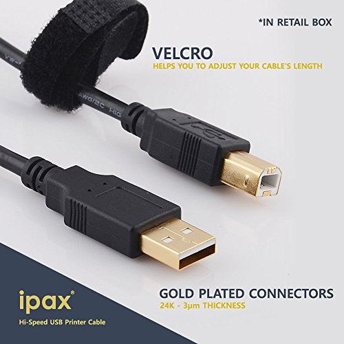 IPAX 15ft Long USB Cable+Power Cord Compatible with HP Laserjet Pro M251nw M276nw M127fw M201dw M225dw CP1525nw M12w M15w M130fw M203dw M227fdw M118dw