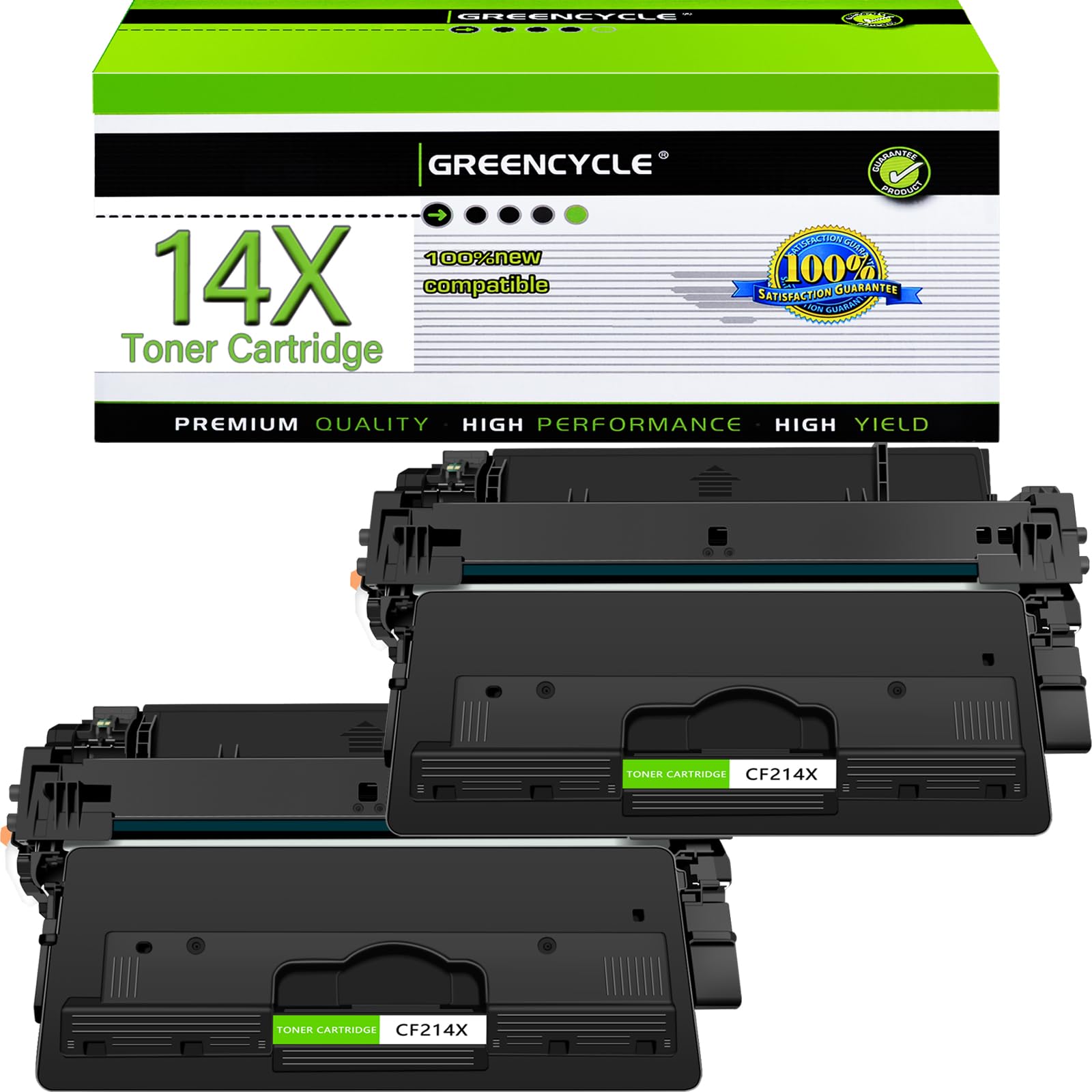 greencycle High Yield 14X CF214X BK Toner Cartridge Replacement Compatible for HP Laserjet Enterprise 700 M712dn M712n M712xh MFP M725dn MFP M725f MFP M725z MFP M725z+ Laser Printers (Black,2 Pack)