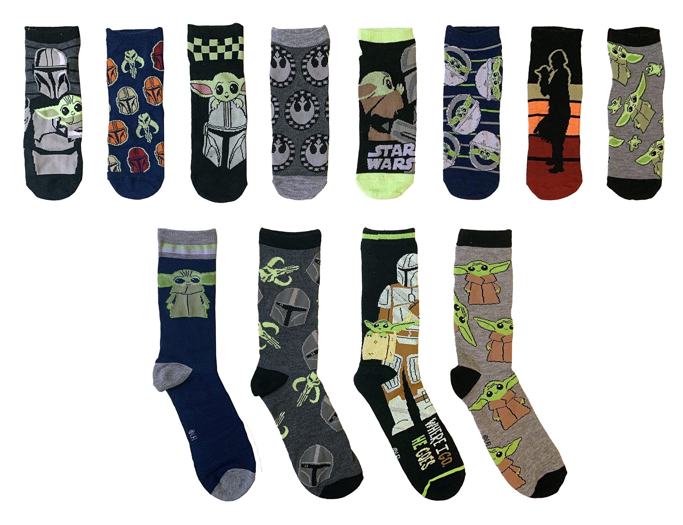 Hyp Star Wars Baby Yoda The Mandalorian Men's 12 Days of Socks in Advent Gift Box