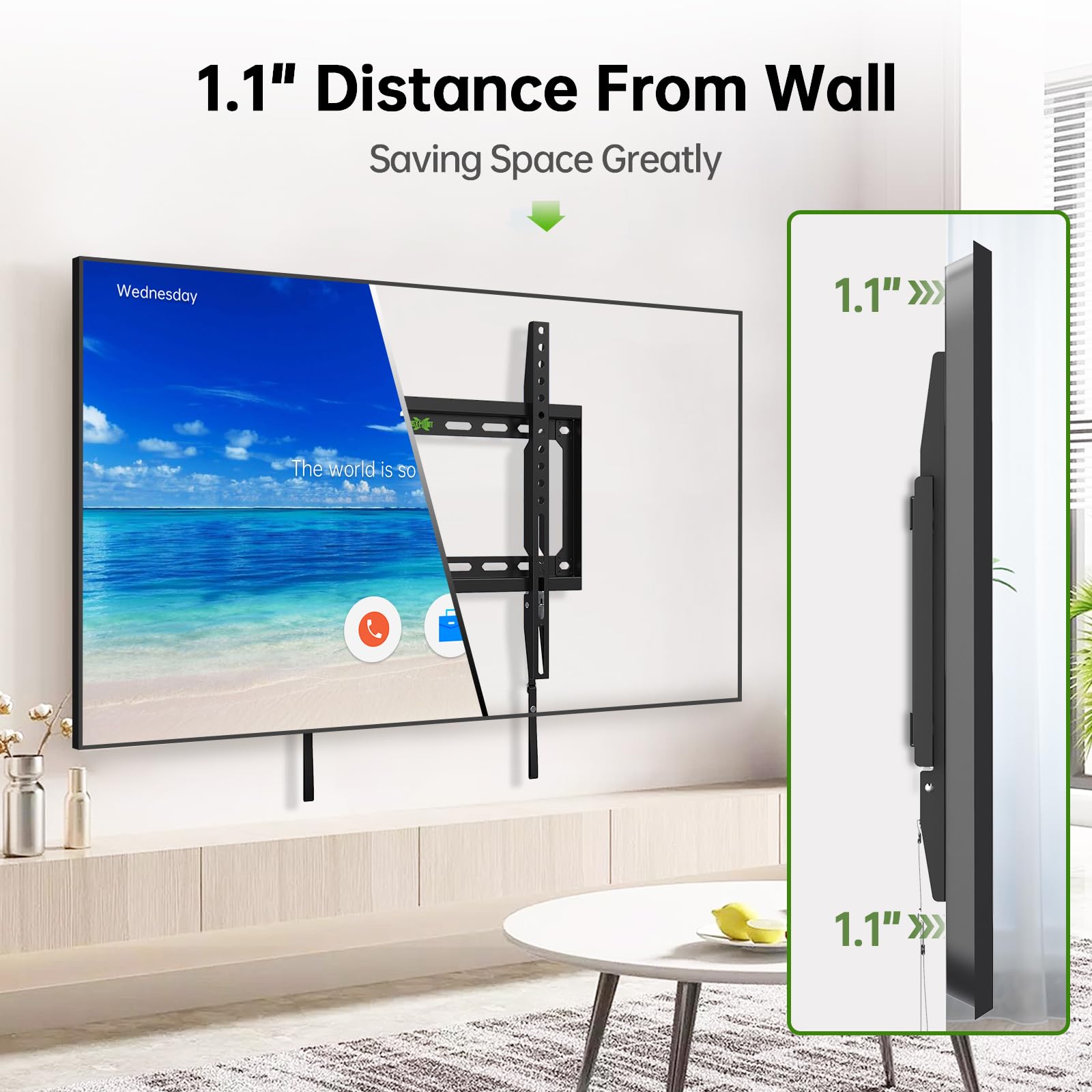 USX MOUNT Fixed TV Wall Mount with Low Profile for Most 26-55 Inch LED, LCD and Flat Screen TVs, TV Mount Bracket with VESA Up to 400x400mm and Weight Capacity 99lbs,and Space Saving TV Bracket
