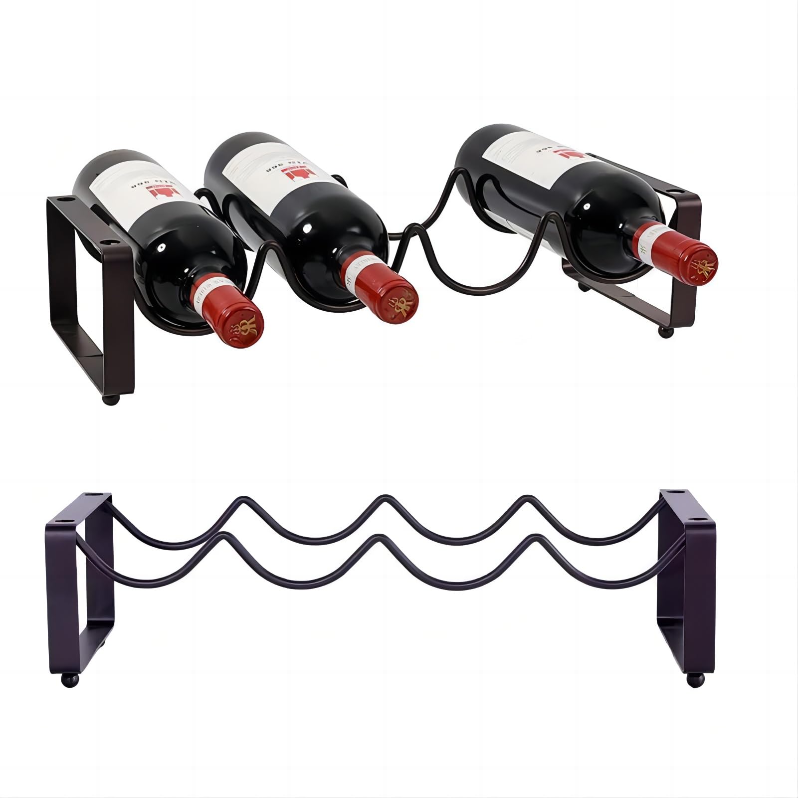2-Tier Stackable Freestanding Wine Rack,Standing Bottles Holder Organizer,Wine Storage Shelf,Tabletop Stackable Wine Rack,Perfect for Bar,Wine Cellar,Basement,Cabinet,Pantry, etc,Hold 8 Bottles,Bronze