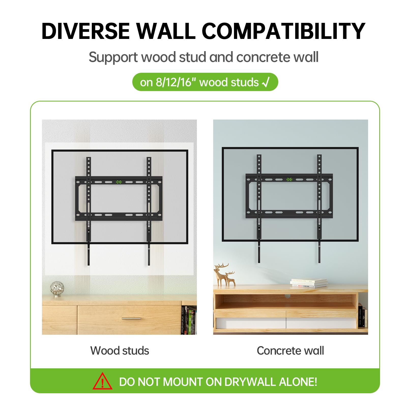 USX MOUNT Fixed TV Wall Mount with Low Profile for Most 26-55 Inch LED, LCD and Flat Screen TVs, TV Mount Bracket with VESA Up to 400x400mm and Weight Capacity 99lbs,and Space Saving TV Bracket