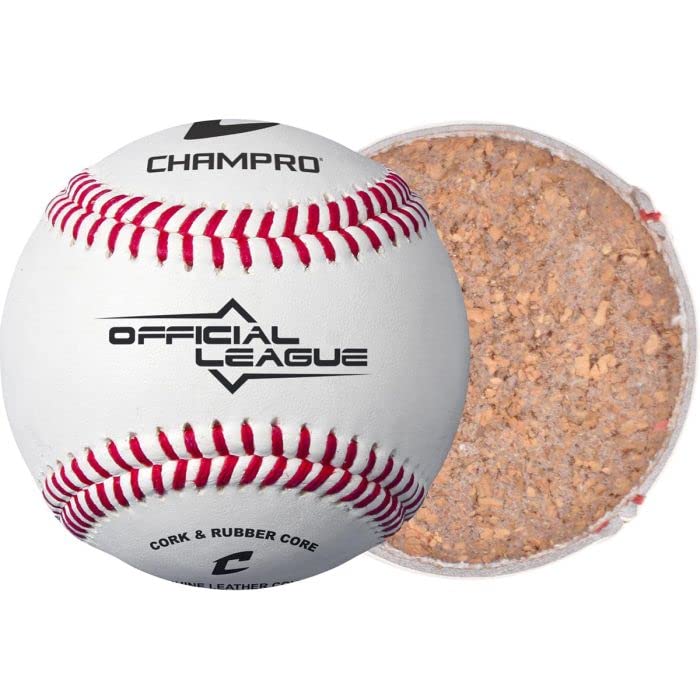 CHAMPRO CBB-40 Genuine Leather Cover Baseballs in a Black Bucket – 30 Balls and one Rods Can Sleeve Included.