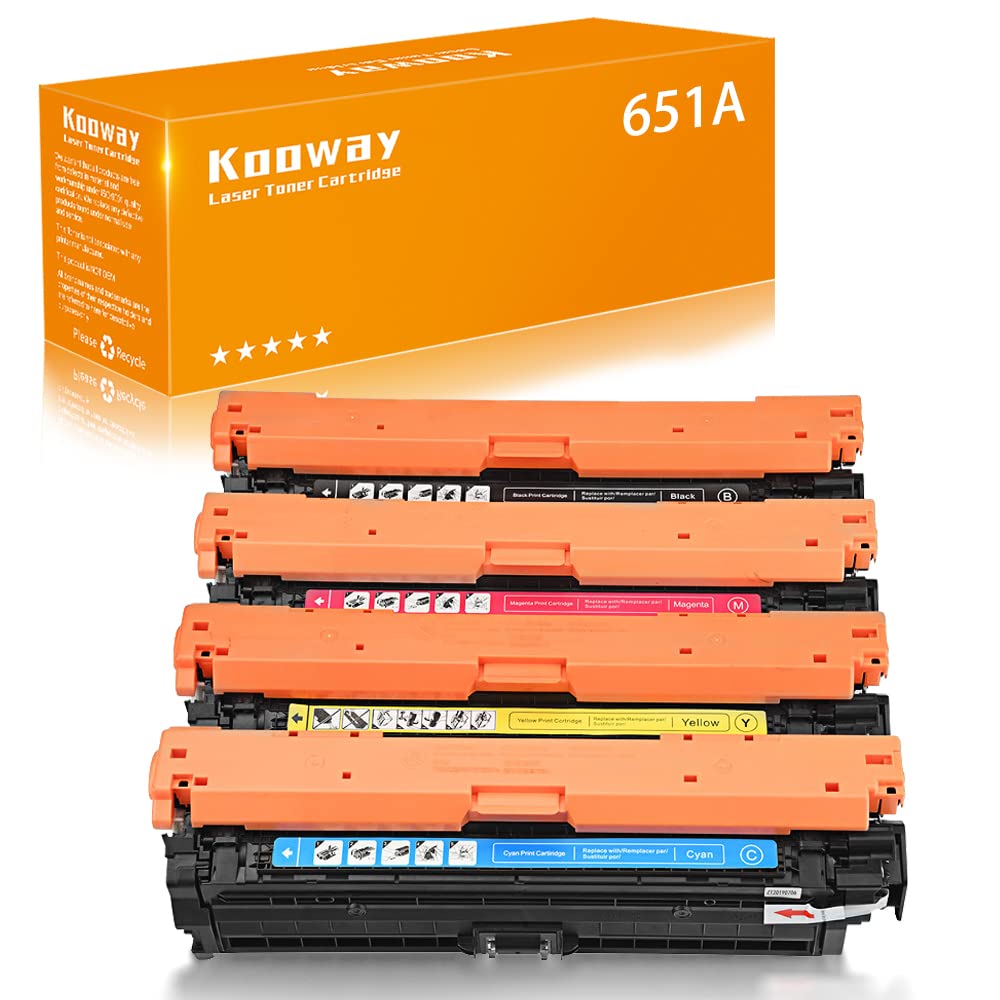 kooway Compatible Toner Cartridge Replacement for HP 651A CE340A CE341A CE342A CE343A for HP Color Laserjet Enterprise 700 M775 M775DN M775Z M775Z Plus MFP Printer (651A 4 Pack)