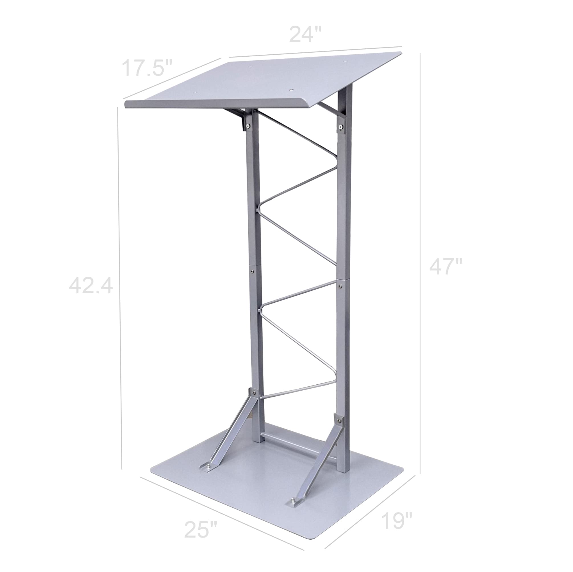 FixtureDisplays® 25" Single Truss Podium for Floor, Steel - Silver 19627 19627